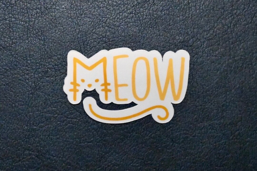 Cat Waterproof Sticker MEOW 2 Waterproof Vinyl Sticker Waterproof Water ...