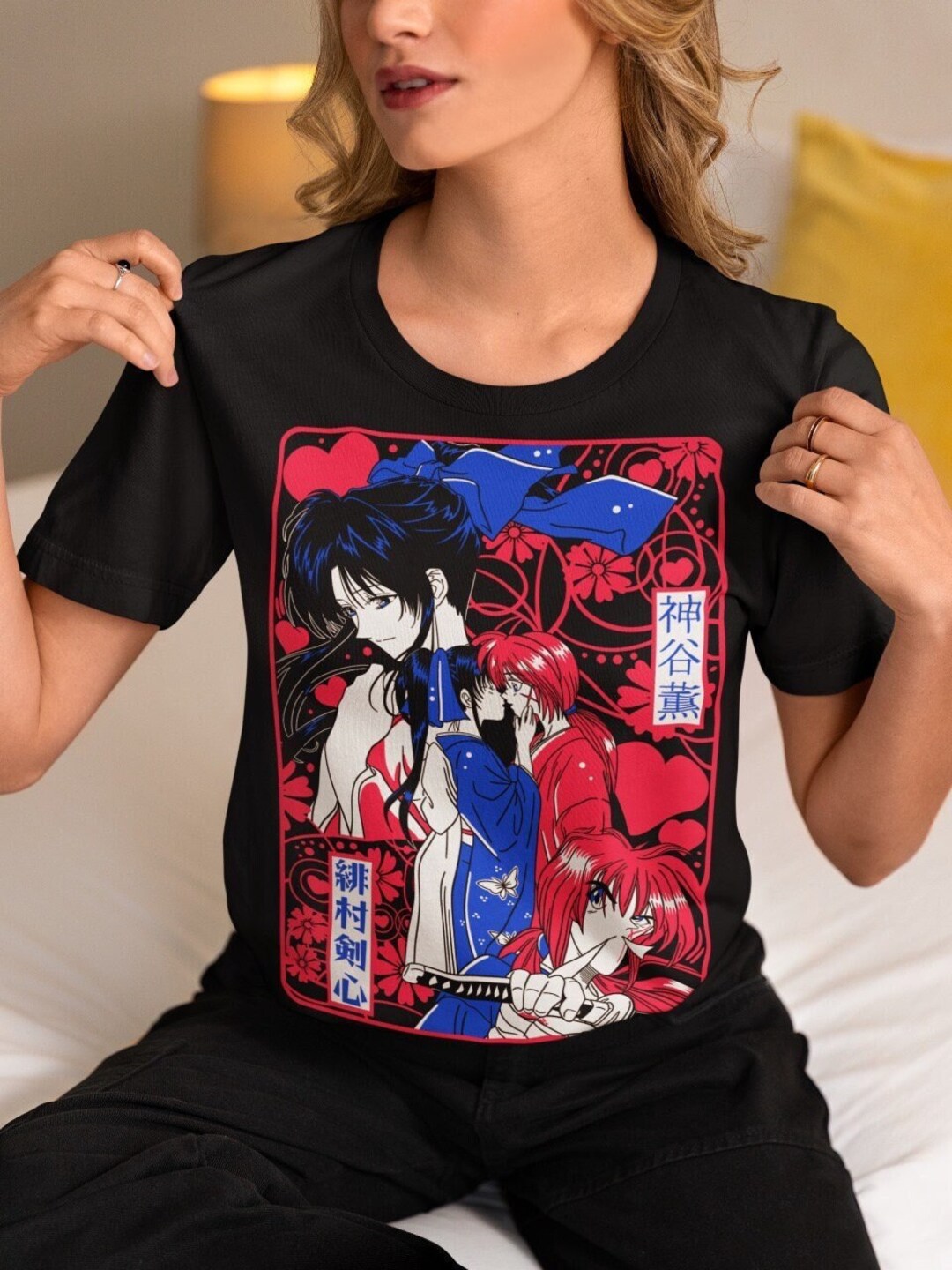 Himura Kenshin T-shirt Ruroun Samurai Kawai Anime Geek Otaku Gift Shirt ...