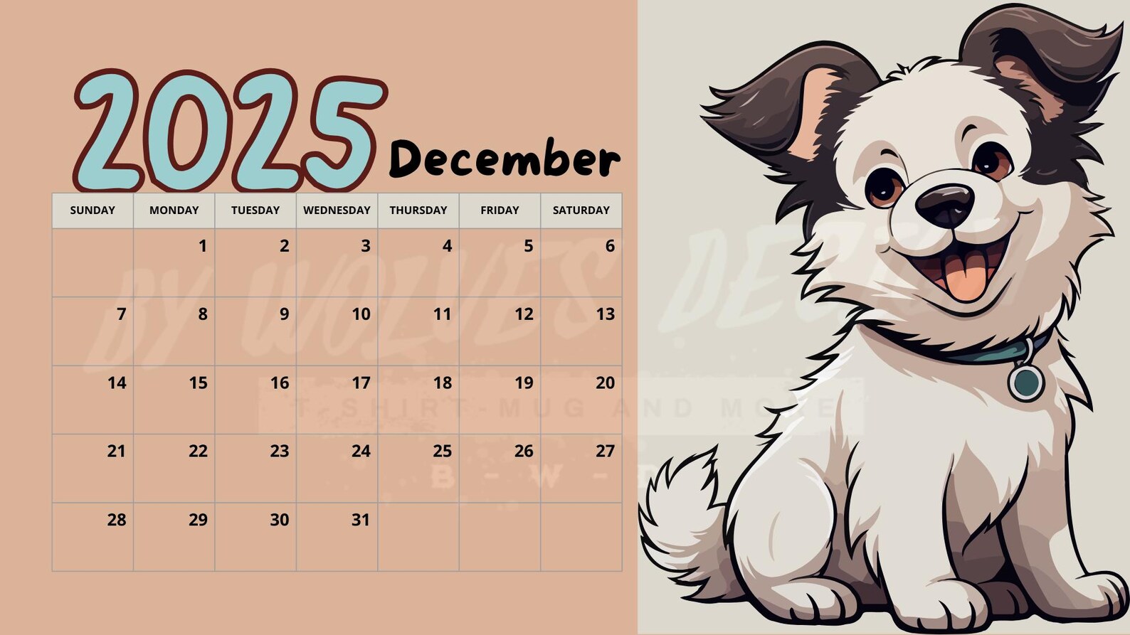 Dog Calendar, Cute Dog Wall Calendar 2025, Dog Wall Calendar, Planner ...
