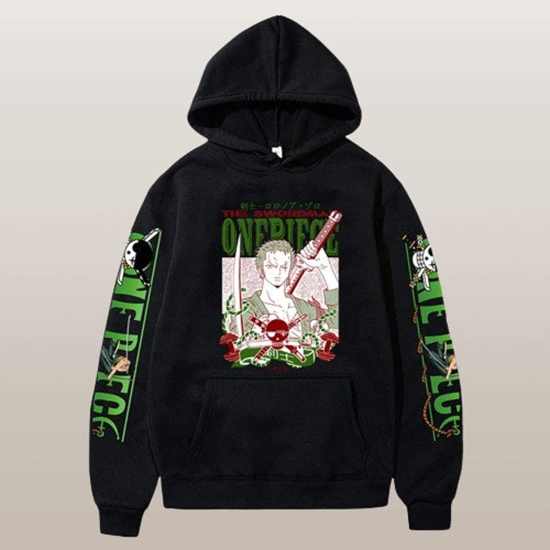 Roronoa Zoro Pink Black One Piece Hoodie Luffy Casual Streetwear Sanji ...