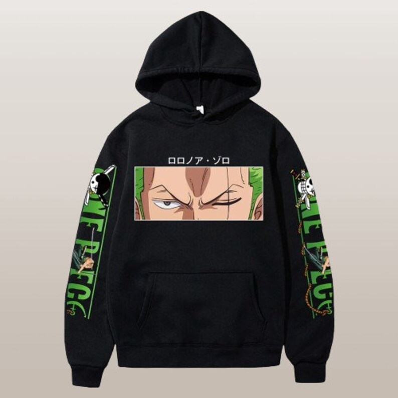 Roronoa Zoro Pink Black One Piece Hoodie Luffy Casual Streetwear Sanji ...