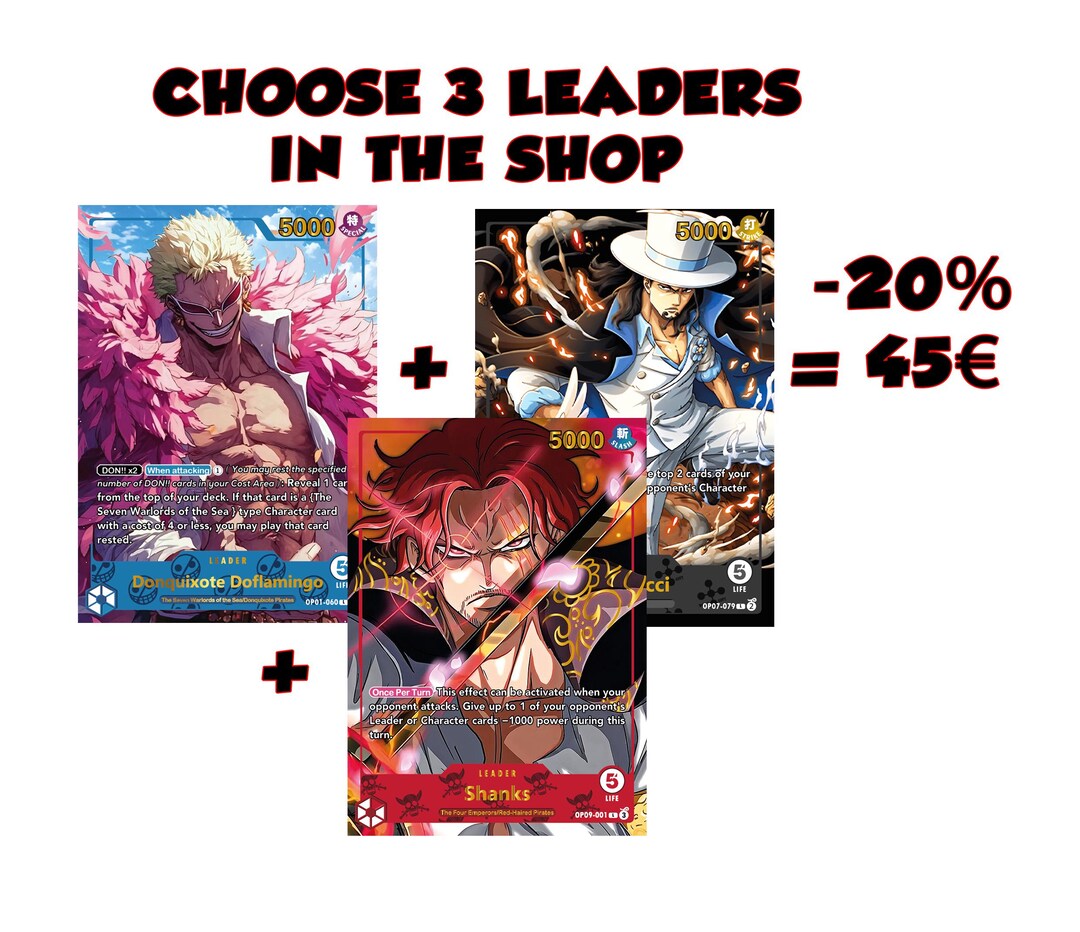 Set of 3 Leaders of Your Choice – Custom One Piece Proxy – Gold Foil ...