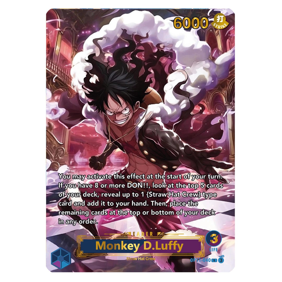 Monkey D. Luffy OP11 – Leader Card – Custom One Piece Proxy – Gold ...