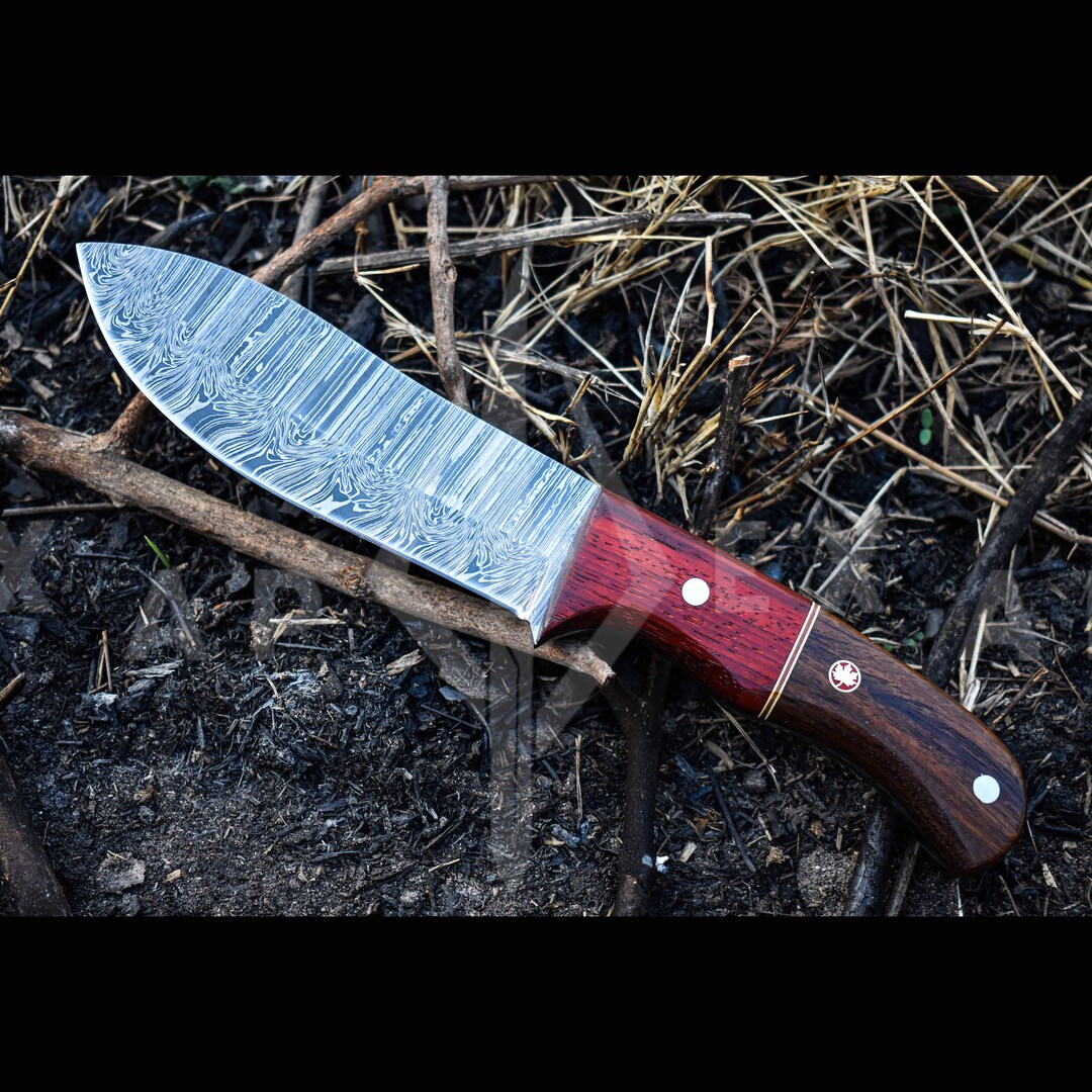 Damascus Steel Fire Archery Pattern Handmade Camping Knife the Perfect ...