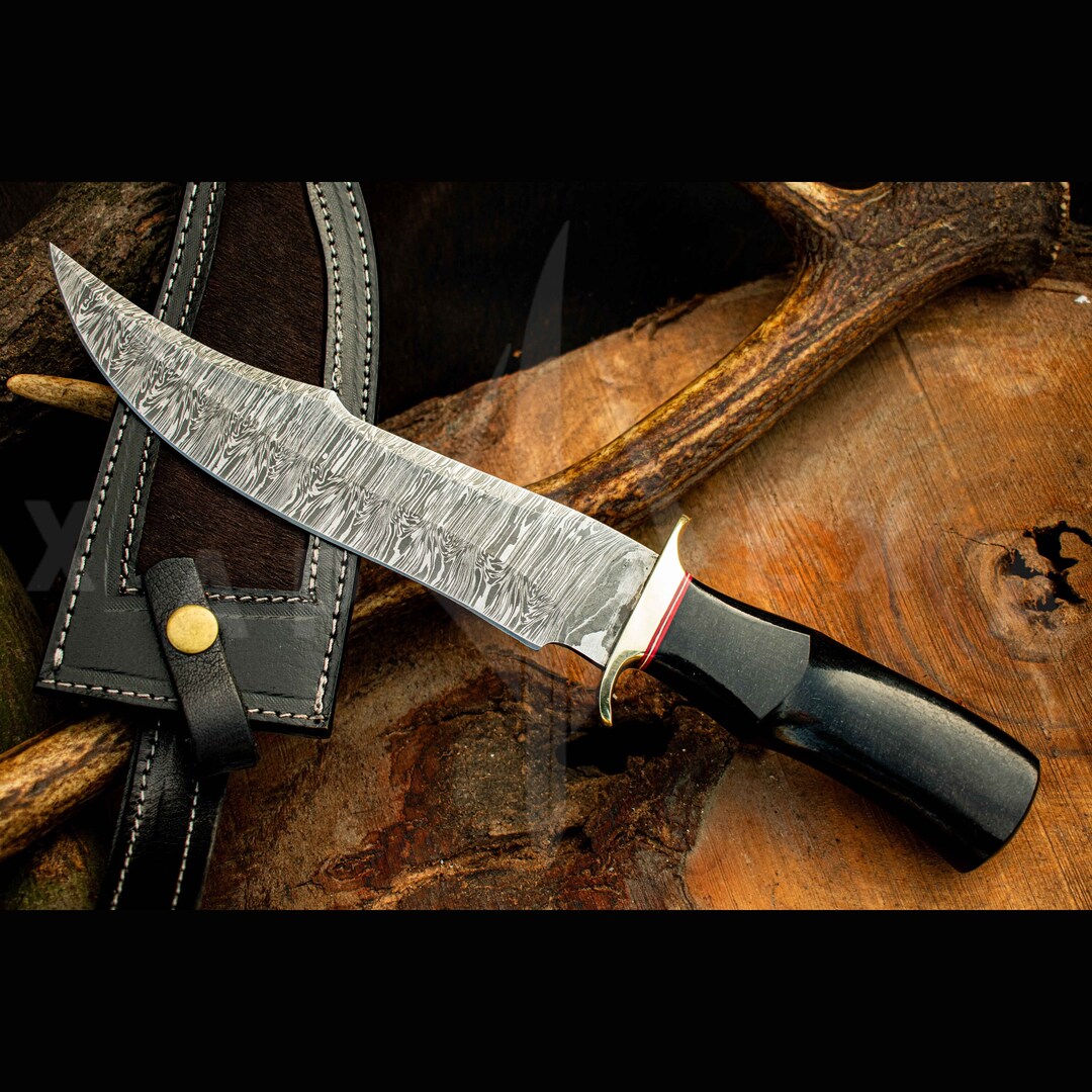 Fire Archery Pattern Damascus Camping Knife With Brass Guard Includes ...
