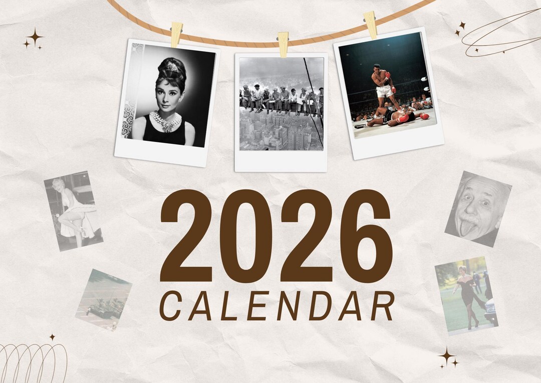 Printable Calendar Inspired by Famous Images - 2026 Digital Desk and ...