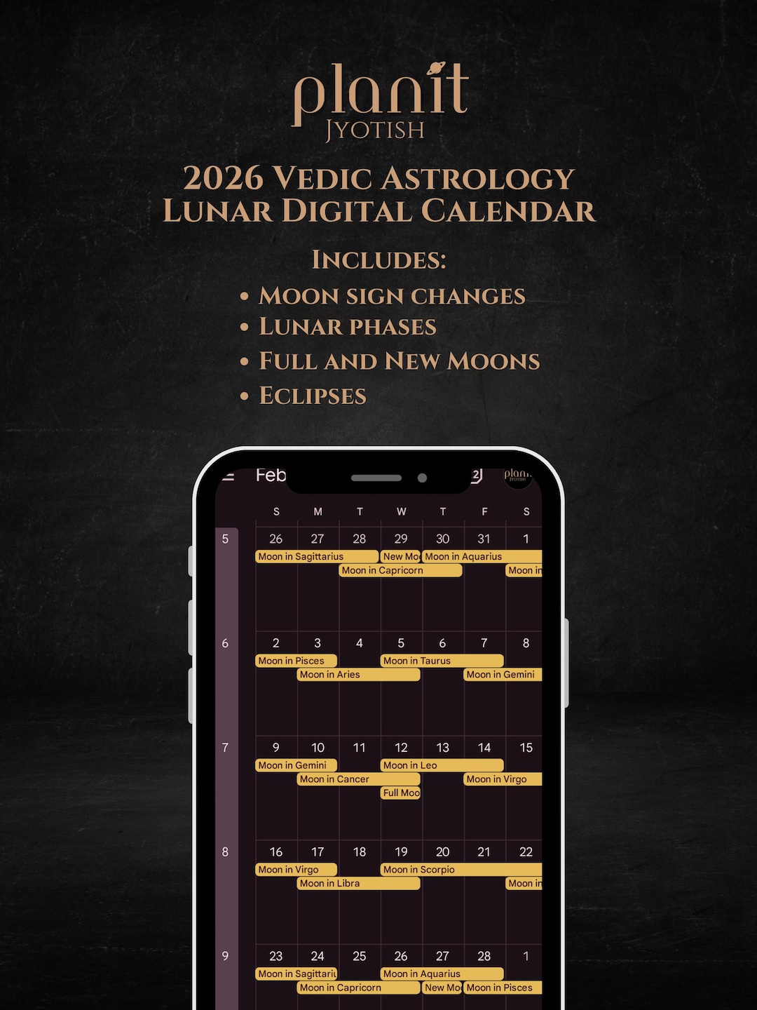 2026 Vedic Astrology Lunar Digital Calendar - Etsy