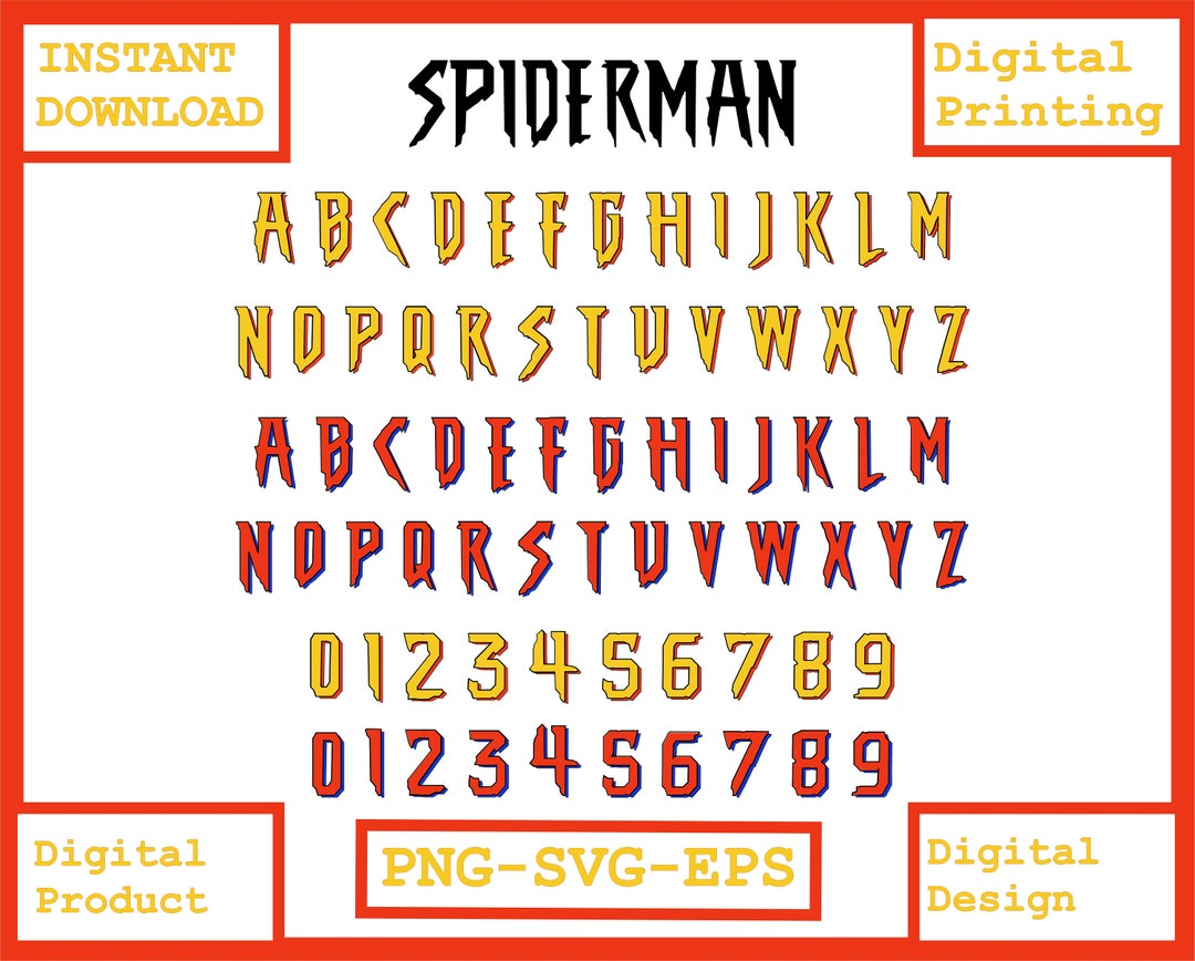 Spider Man Alphabet Png Svg, SPIDERMAN SVG Bundle, Super Hero Svg ...