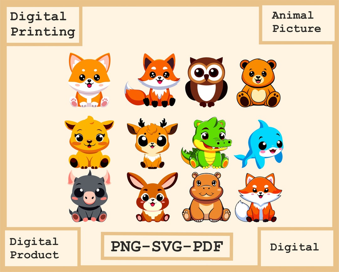 Baby Animals Bundle PNG & SVG, PDF Animals Clipart Transparent ...