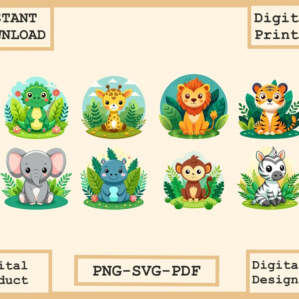 Jungle Animals Svg - Etsy