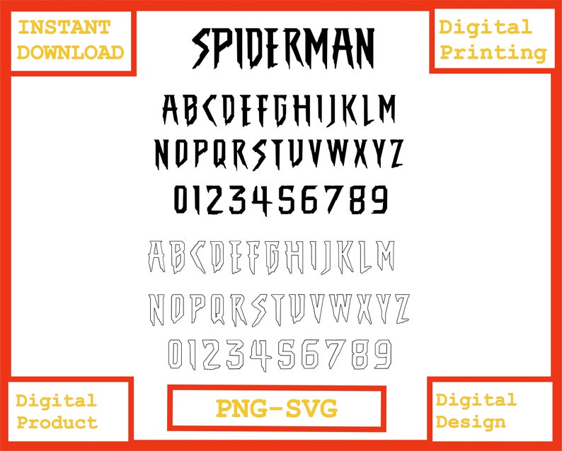 Spider Man Alfabeto Png Svg, SPIDERMAN SVG Paquete, Superhéroe Svg ...