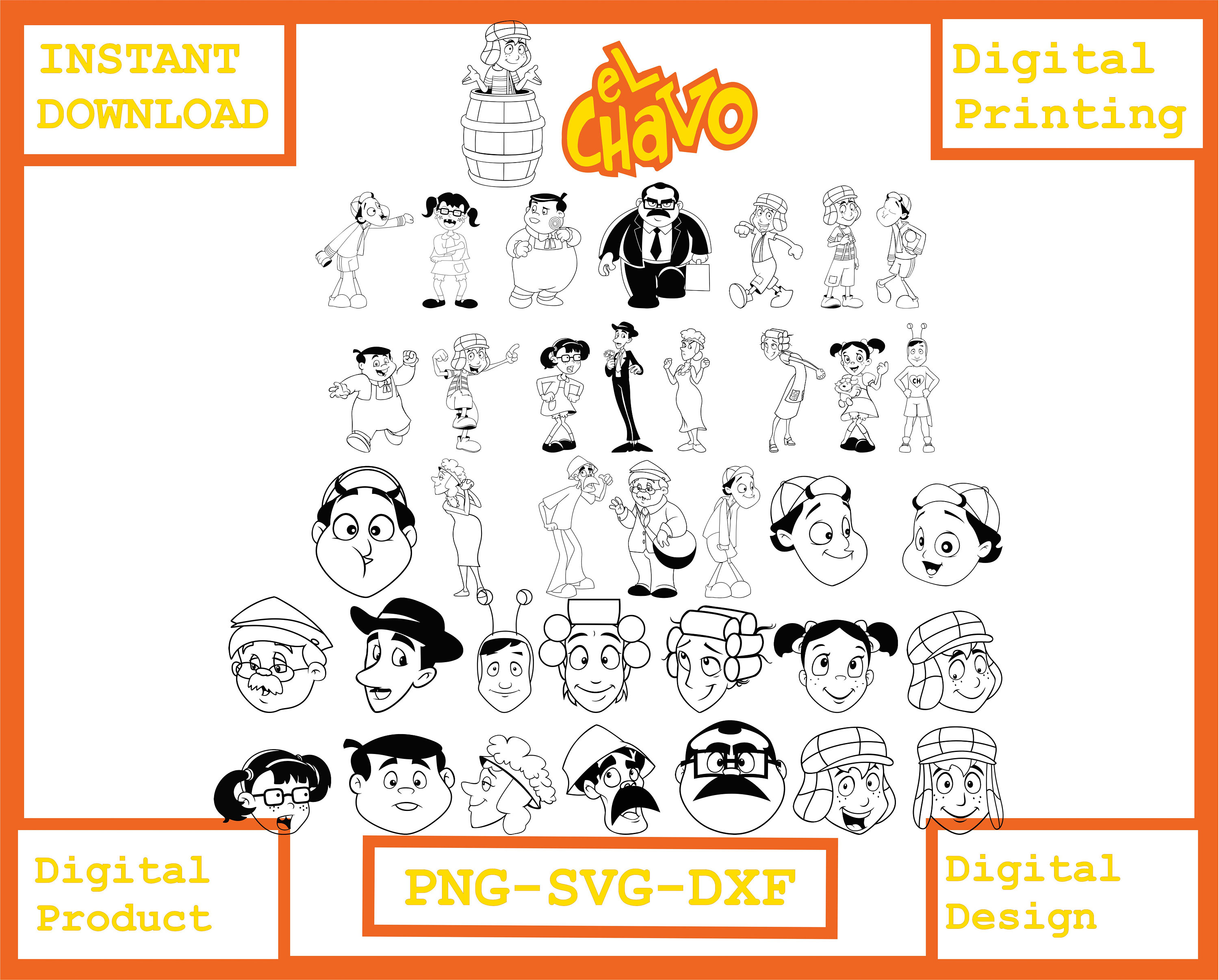 El Chavo Del Ocho Png Svg Clipart Bundle, Svg Cut Files for Cricut ...