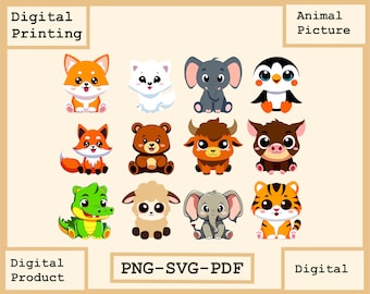 Jungle Animals SVG Set. Safari Animals SVG. Cricut Cut Files, Layered ...