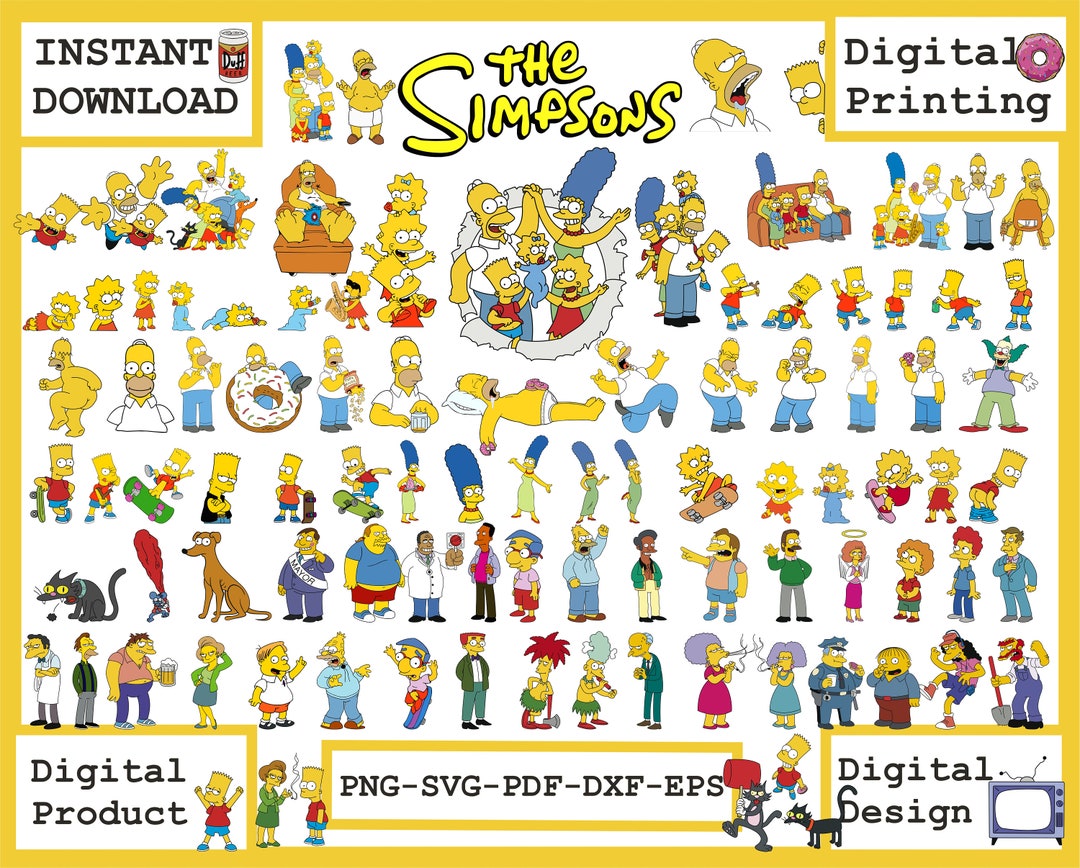 Simpsons Png Svg paquete Clip Art, Simpsons svg archivos cortados para ...
