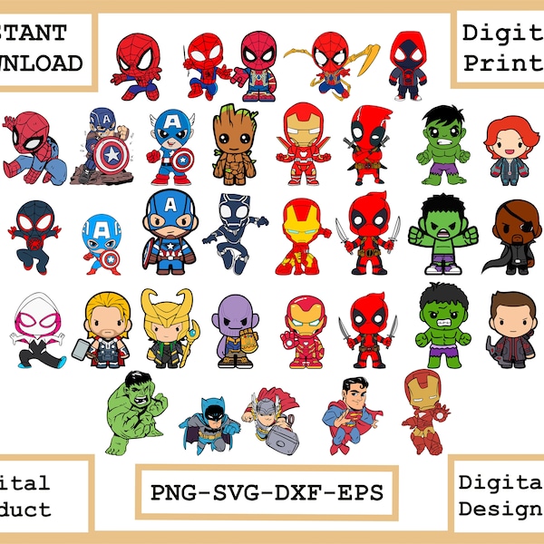 Chibi Avengers Clipart - Etsy