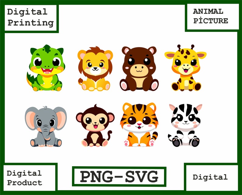 Baby Safari Animals PNG SVG Safari Animals Clipart Transparent ...
