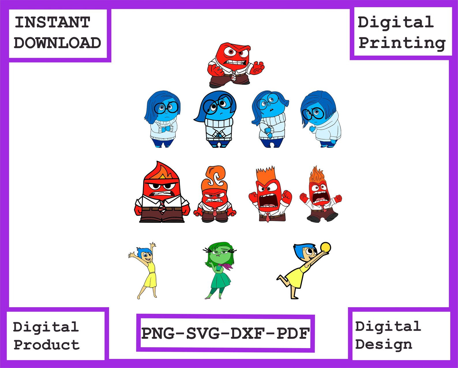 Inside Out 2 Clipart PNG Svg Bundle, Inside Out SVG, Inside Out Clipart ...