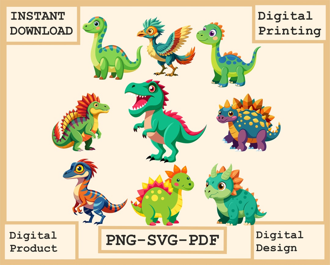 Dinosaur PNG Svg Pdf Dinosaur Clipart Dinosaur Sublimation T-rex Png ...