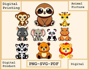 Jungle Animals SVG Set. Safari Animals SVG. Cricut Cut Files, Layered ...