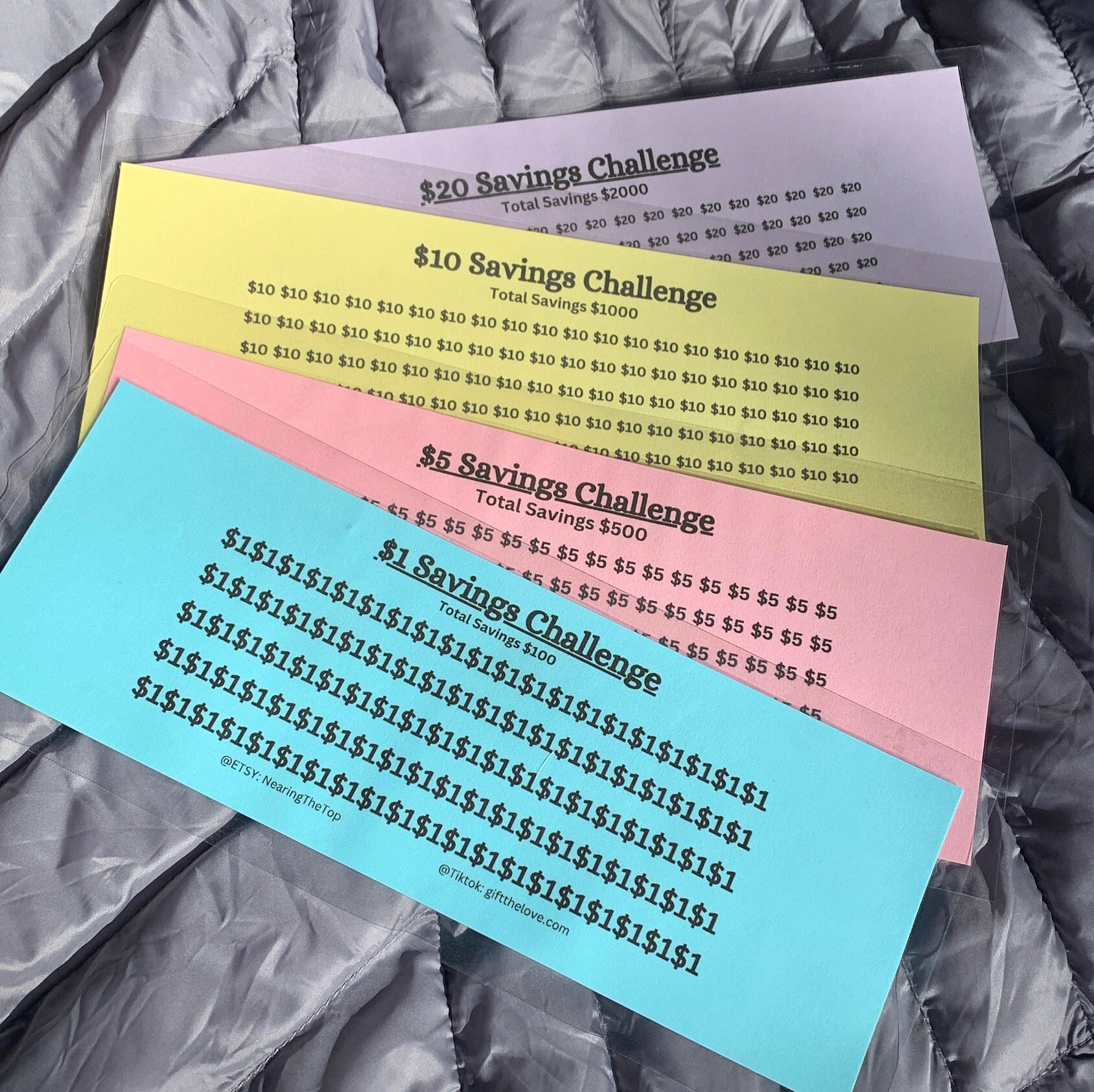 Money Saving Challenge Cards- Laminated - Etsy