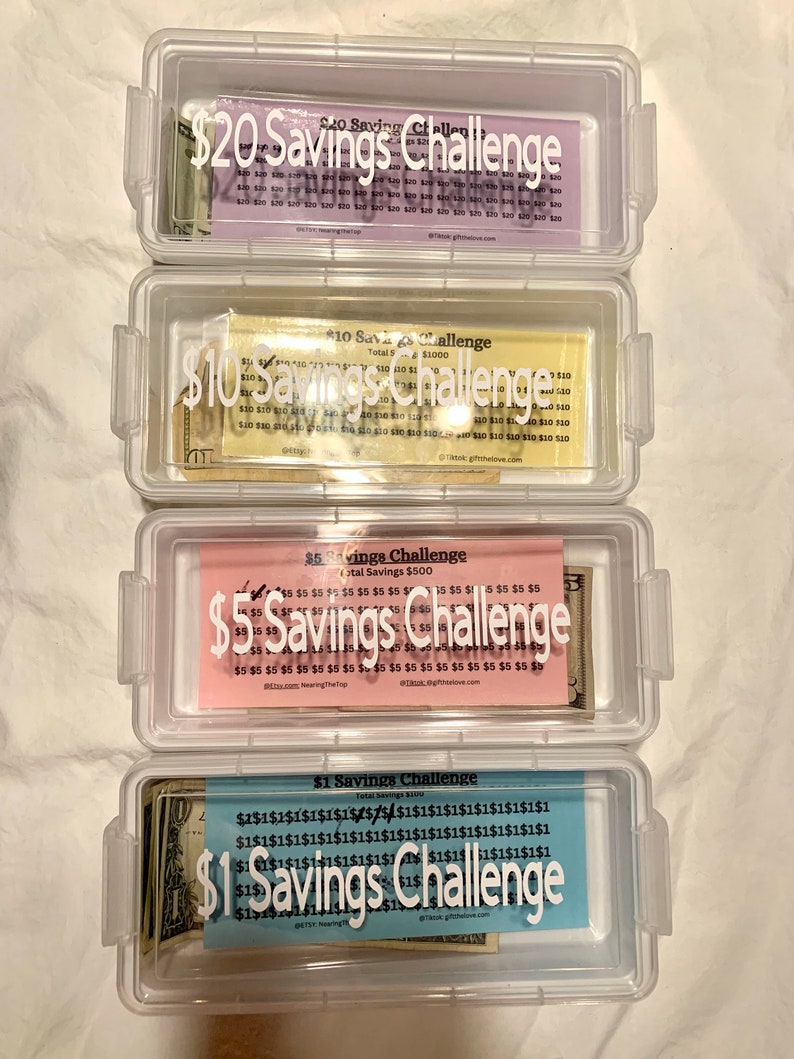 Money Savings Challenge Kit With Boxes and Laminated Savings Cards - Etsy