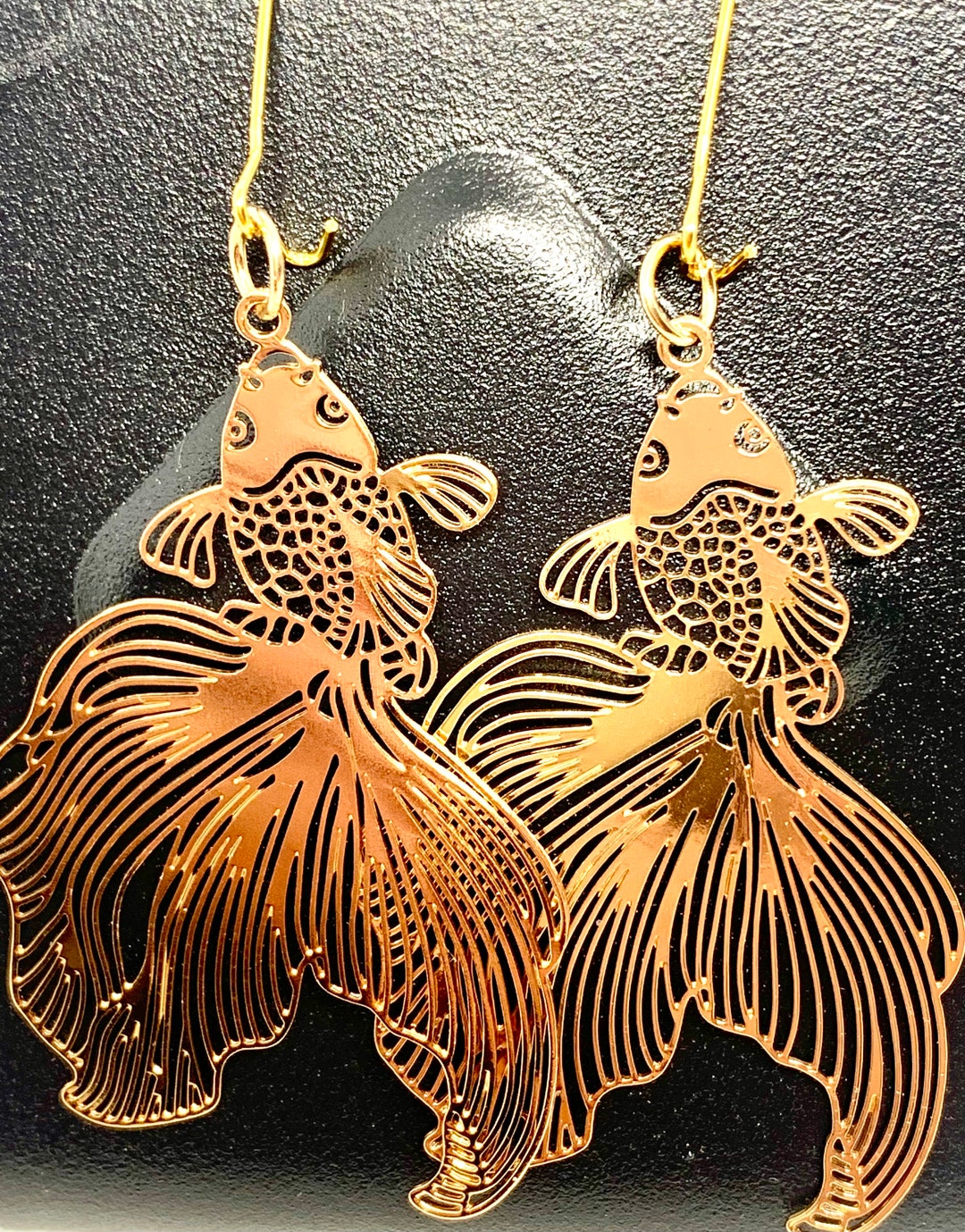 Koi Laser Cut Earrings Gold Tone - Etsy