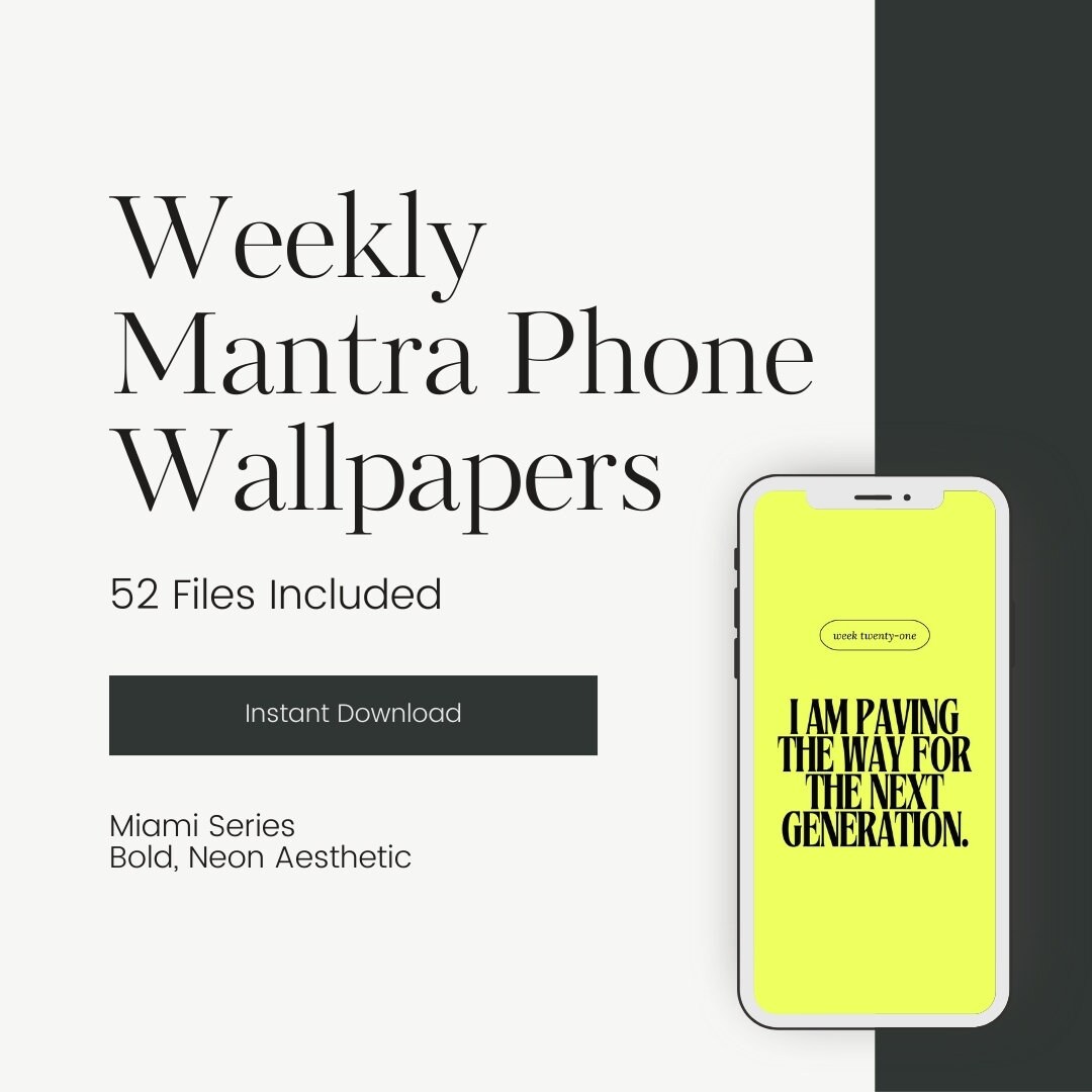 Weekly Mantras Wallpaper Collection | Improving Mental Health | Miami Series - Etsy
