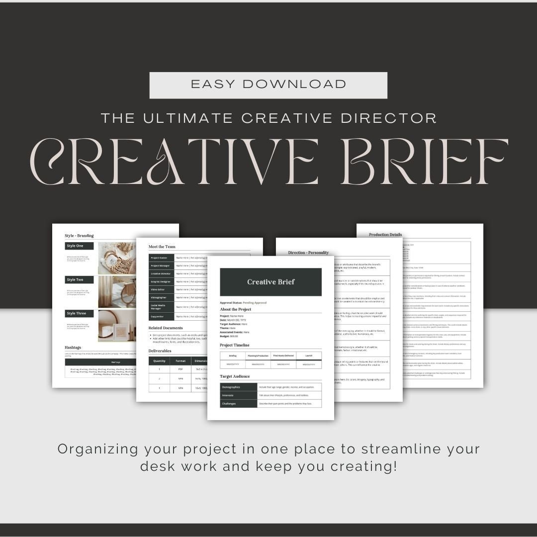 Creative Brief Template Professional Outline for Projects Editable ...