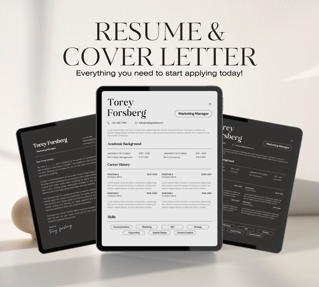 Professional Resume and Cover Letter Template Bundle | Modern CV Design ...