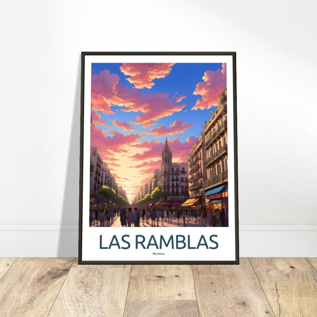 Las Ramblas Travel Print Barcelona Wall Art Las Ramblas Poster ...