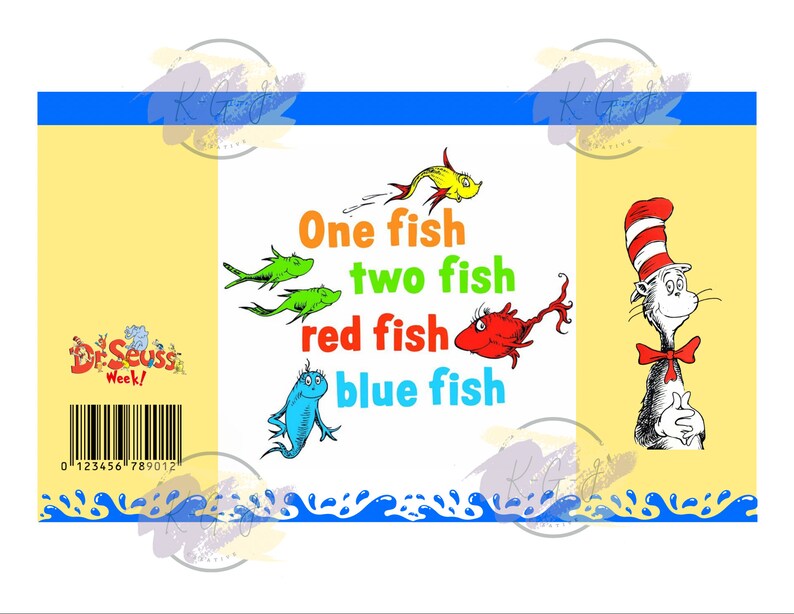 Dr Seuss Goldfish Wrapper/ Instant Digital Download/ Reading Across ...
