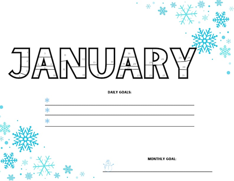 January Goal Tracker/printable/ Habit Tracker/ Coloring Calendar ...