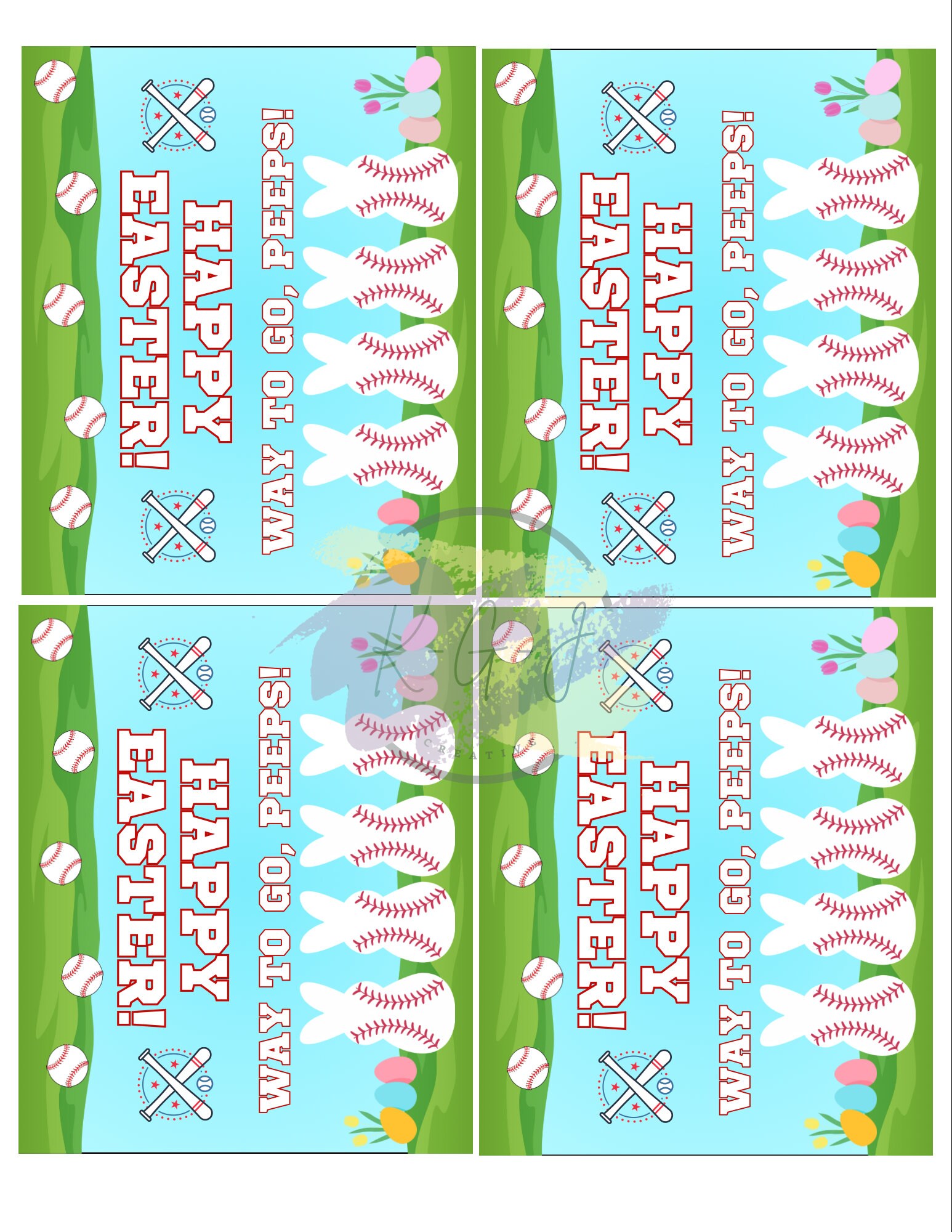 Printable Baseball Treat Bag Topper\ Easter Peeps/ Peeps/ Baseball ...