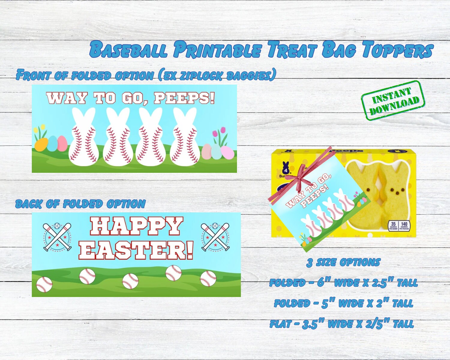Printable Baseball Treat Bag Topper\ Easter Peeps/ Peeps/ Baseball ...