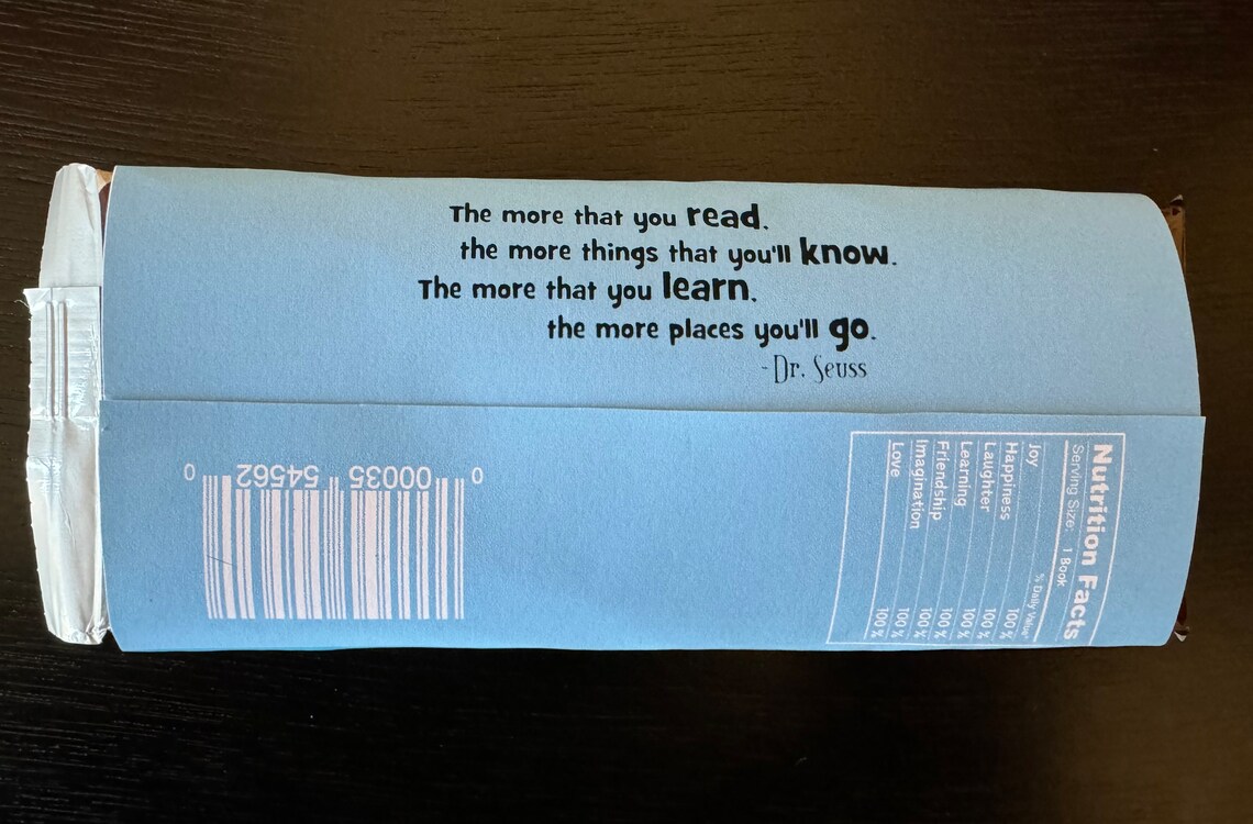 Dr Seuss Week Candy Wrapper/ Read Across America Week/ Dr Seuss Day ...