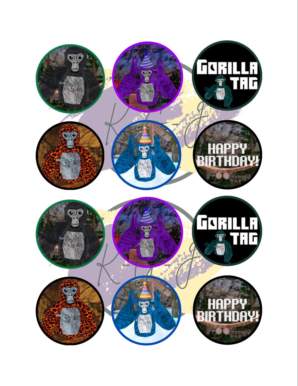 Gorilla Tag Cupcake Topper/ Digital Download/ Printable/ VR Gorilla Tag ...