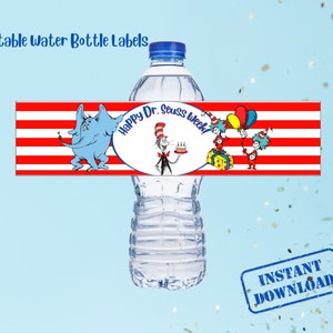 Printable Dr Seuss Week Water Bottle Label/ Read Across America Week ...