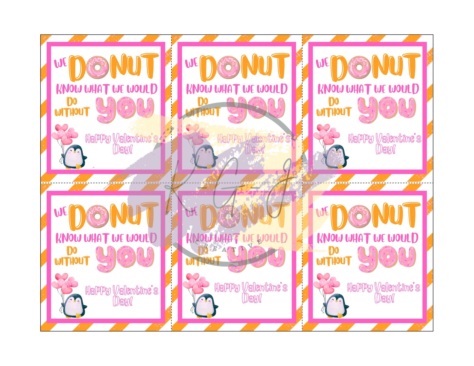 Donut Valentine’s Day Cards/ Digital Download/ Printable/ Classroom ...