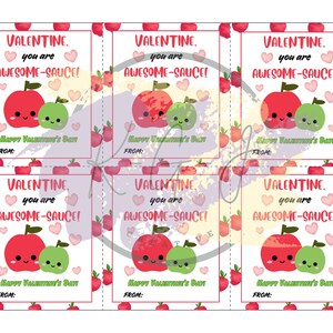 Apple Valentine’s Day Cards/ Applesauce Valentines/ Digital Download ...