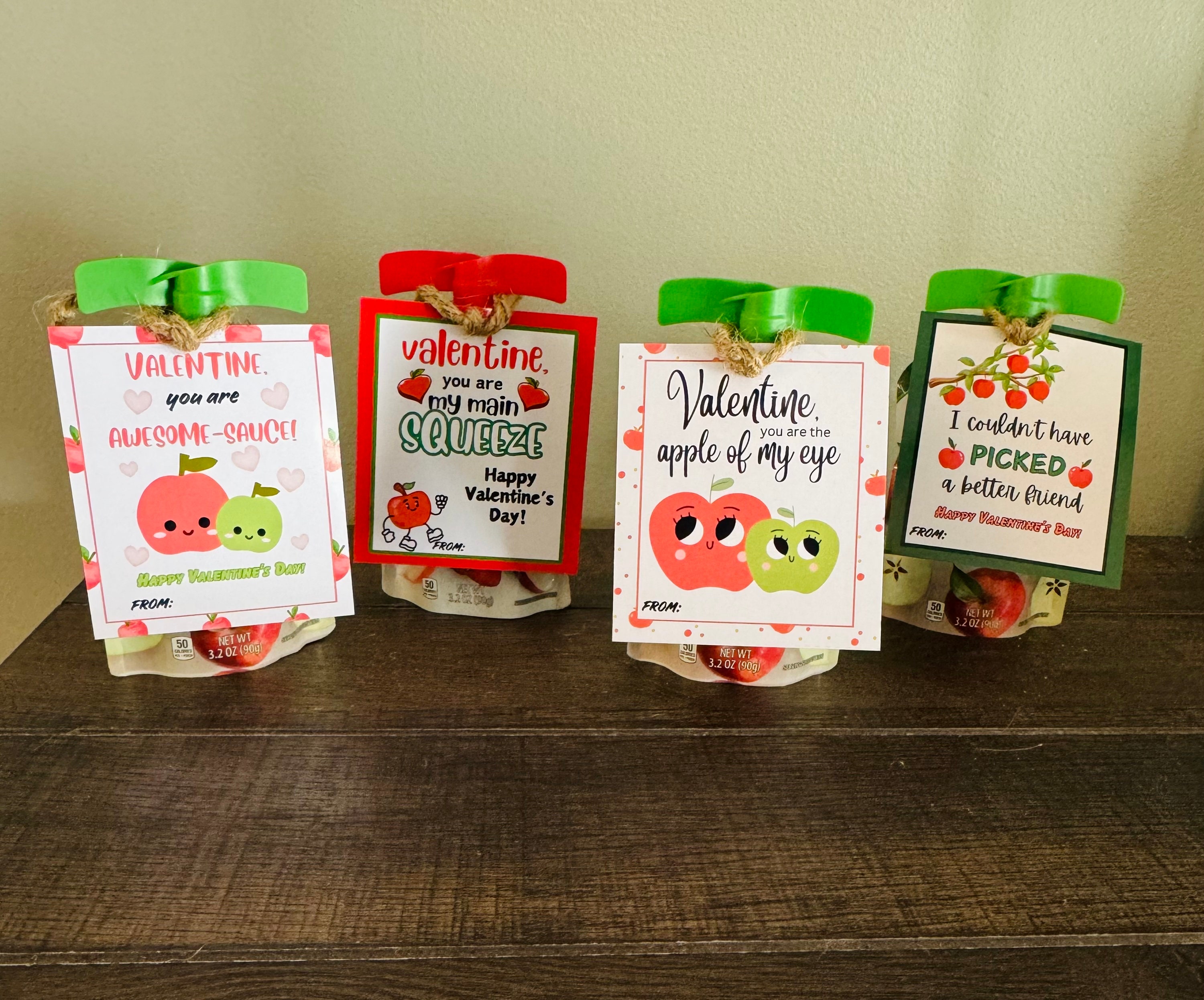 Apple Valentines Day Cards/ Applesauce Valentines/ Digital Download ...