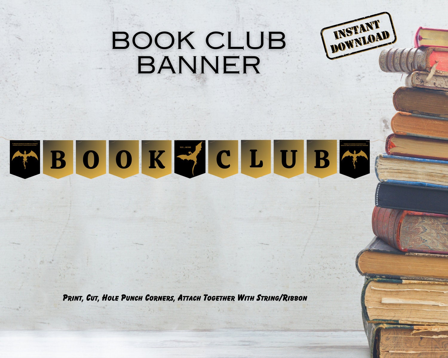 Printable Book Club Banner/ Dragons/ Fourth Wing/digital Book Club ...