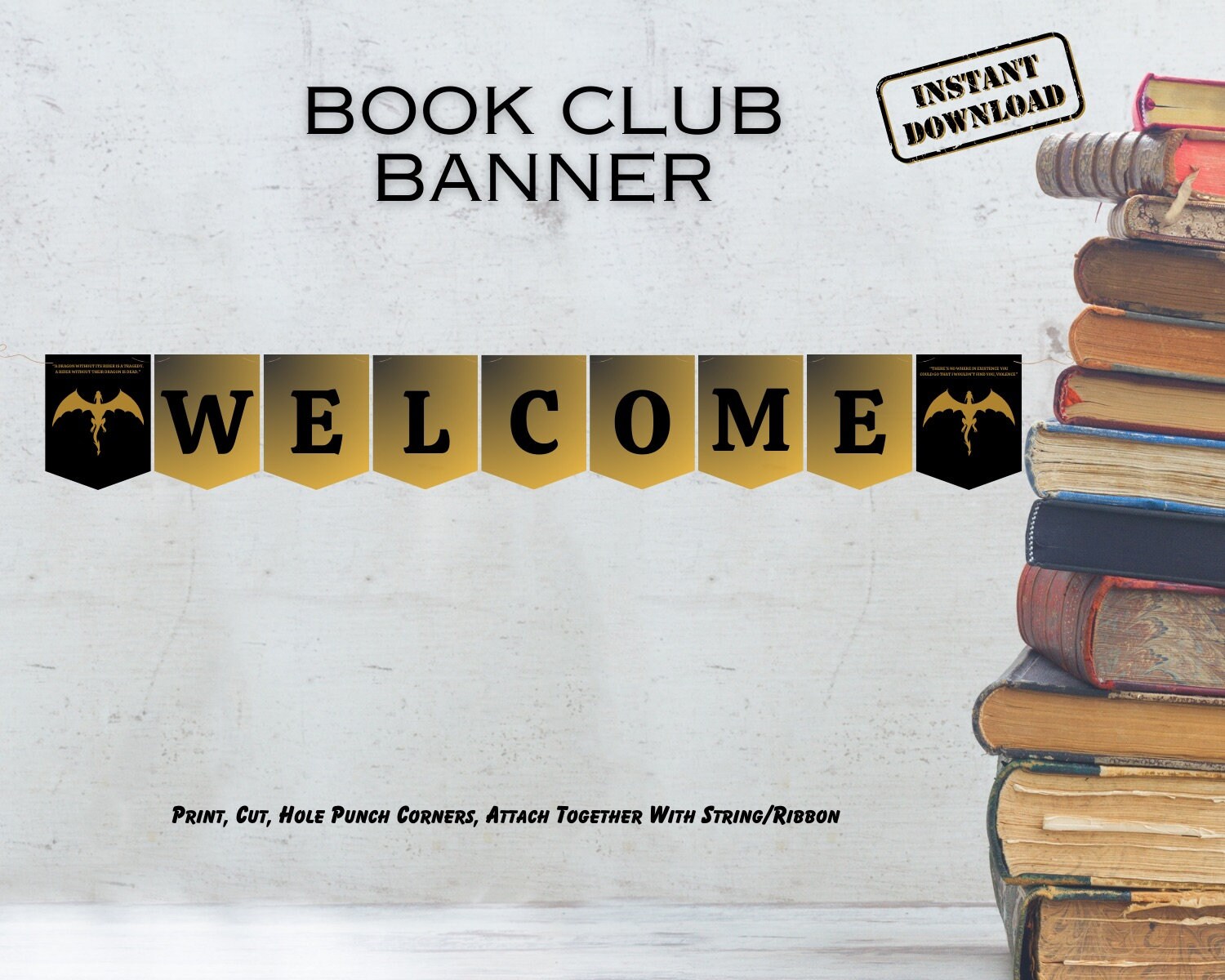 Printable Book Club Welcome Banner/ Dragons/ Fourth Wing/ Book Club ...