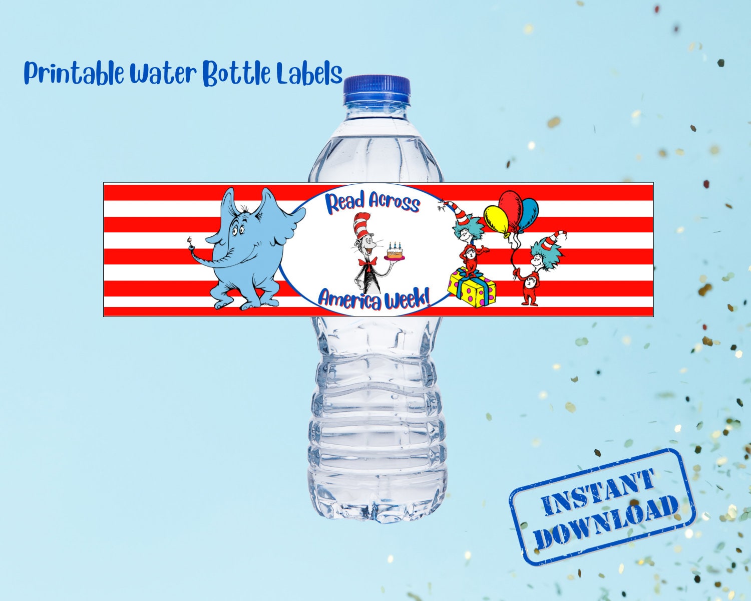Dr Seuss Read Across America Water Bottle Label/ Read Across America ...
