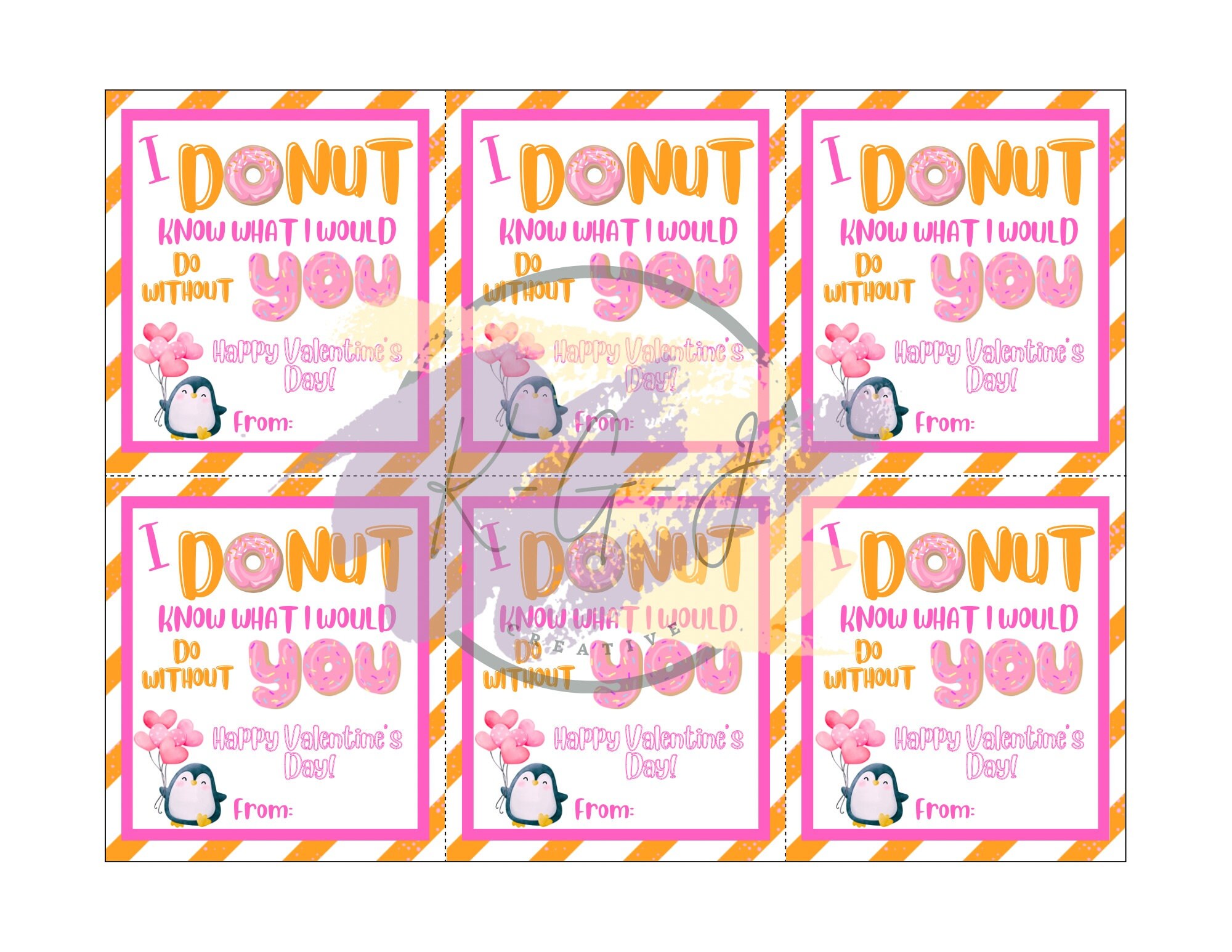 Donut Valentine’s Day Cards/ Digital Download/ Printable/ Classroom ...