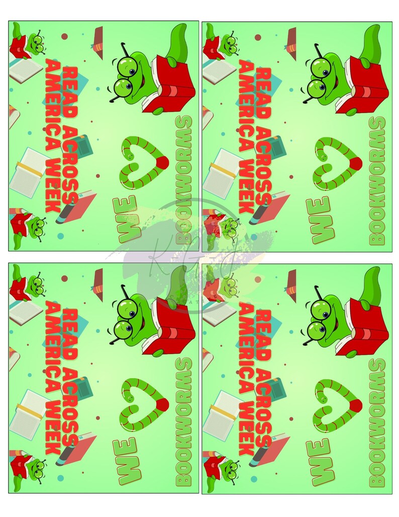 Printable Bookworm Treat Bag Topper/ Read Across America Week/ We Love ...