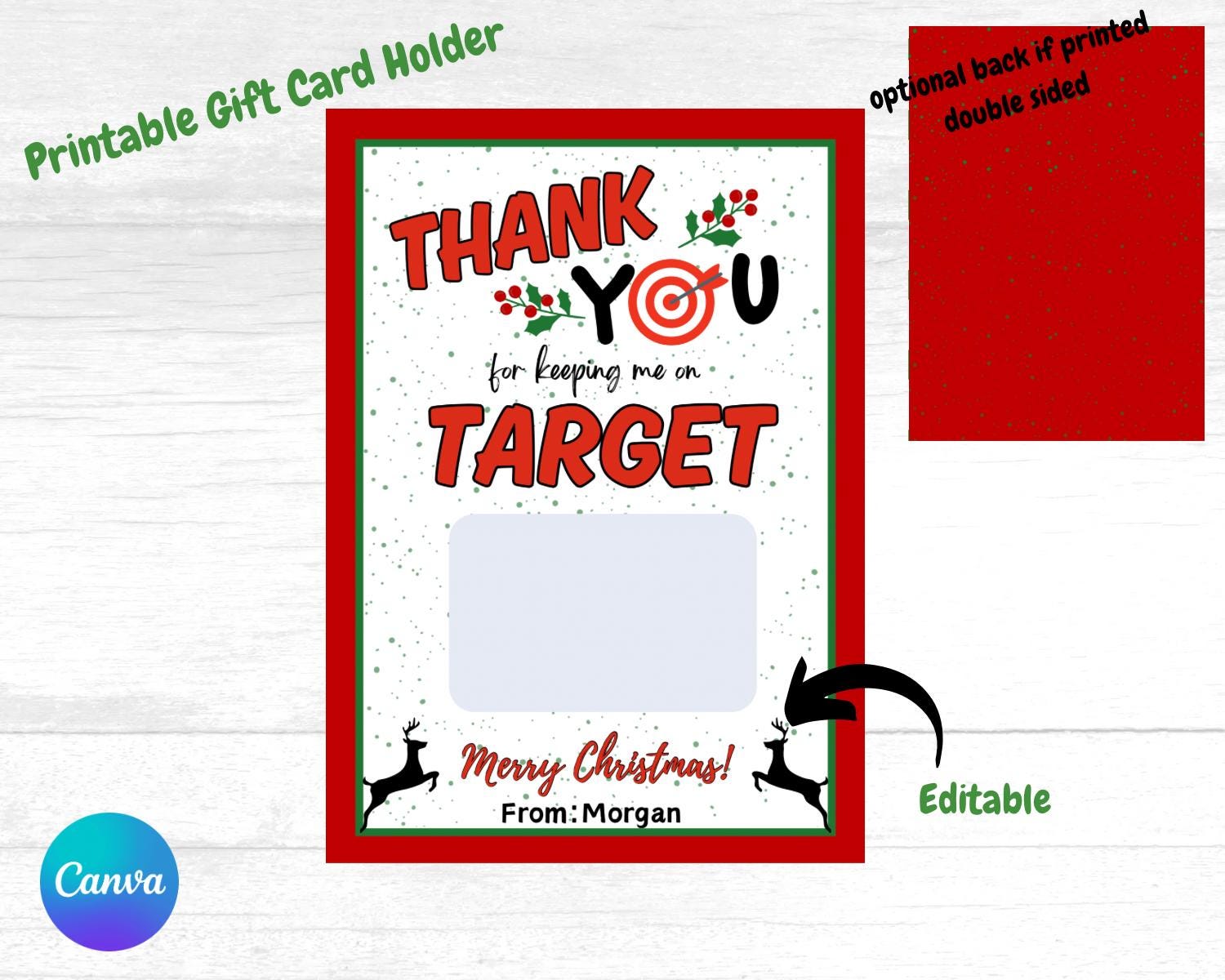 Printable Christmas Target Gift Card Holder/ Editable Gift Card Holder ...
