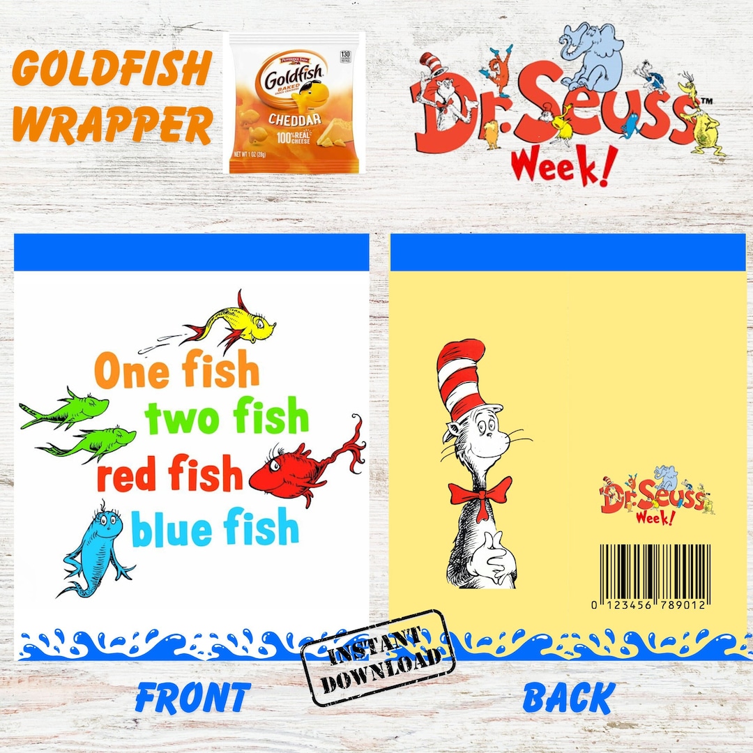 Dr Seuss Goldfish Wrapper/ Instant Digital Download/ Reading Across ...