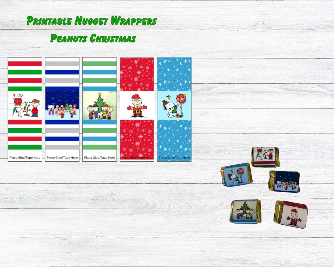 Printable Peanuts Christmas Nugget Wrappers/ Candy Bar Wrappers ...