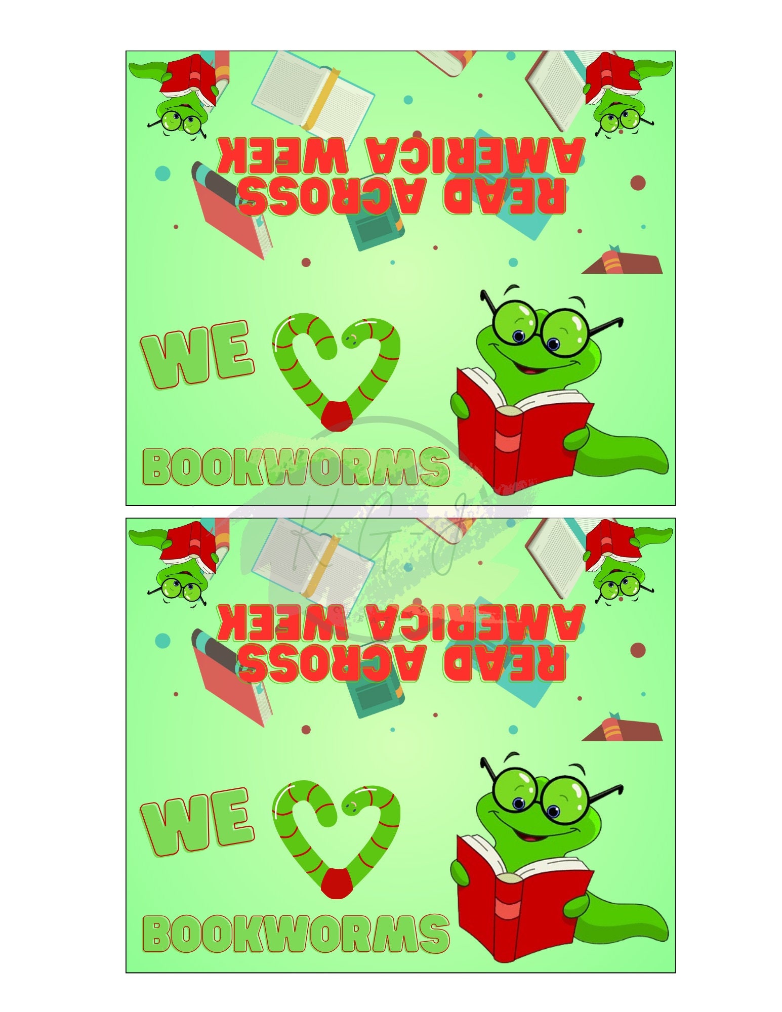 Printable Bookworm Treat Bag Topper/ Read Across America Week/ We Love ...