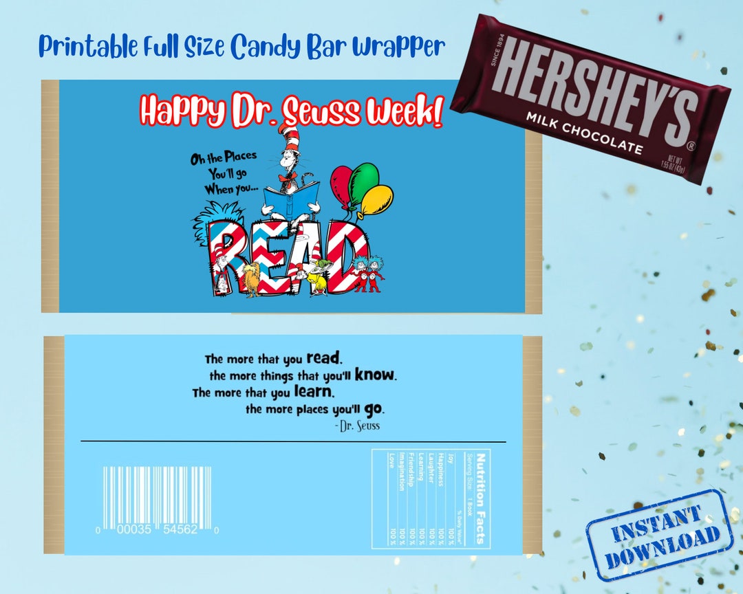 Dr Seuss Week Candy Wrapper/ Read Across America Week/ Dr Seuss Day ...